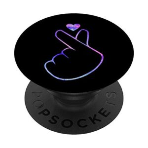 k-pop galaxy finger heart korean pop music fan lover korea popsockets popgrip: swappable grip for phones & tablets