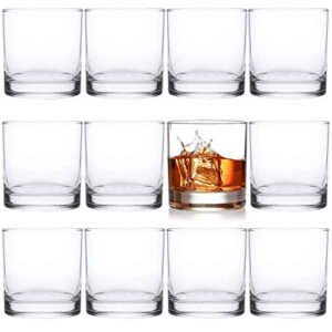 kingrol 12 pack double old fashioned whiskey glasses, 10 oz rocks glasses drinking glasses for scotch, bourbon, cocktails, beverages, water