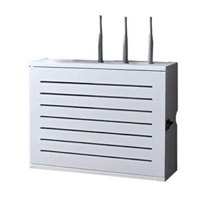 good home white wireless router storage shelf wall-mounted wifi router storage box socket shielding wire finishing wire box floating shelf (size : inner diameter 40cm)