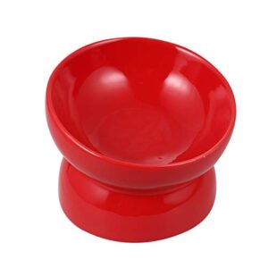 Balacoo Raised Dog Feeder Cat Food Feeder Pet Raised Bowls Ceramic Food Bowl Pet Water Bowl Pet Supplies for Cat Dog (Red, Size L) Raised Dog Feeder Cat Food Feeder