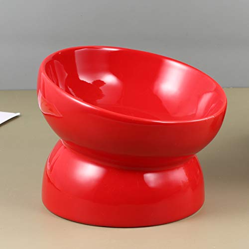 Balacoo Raised Dog Feeder Cat Food Feeder Pet Raised Bowls Ceramic Food Bowl Pet Water Bowl Pet Supplies for Cat Dog (Red, Size L) Raised Dog Feeder Cat Food Feeder