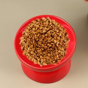 Balacoo Raised Dog Feeder Cat Food Feeder Pet Raised Bowls Ceramic Food Bowl Pet Water Bowl Pet Supplies for Cat Dog (Red, Size L) Raised Dog Feeder Cat Food Feeder