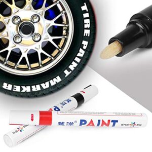 Newsmarts Tire Marker Paint Pen White for Car Tires Lettering Permanent Waterproof Ink Carwash Safe DIY Motorcycles Permanent Automotive Tyre Tire Care