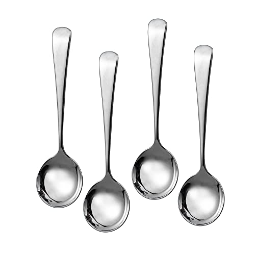 IMEEA Roud Soup Spoons SUS304 Stainless Steel Small Soup Spoons 6-Inch, Set of 4