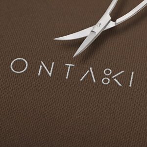 ONTAKI Dual Bent Machine Embroidery Scissors 6.5" - Premium German Steel Applique Fabric Scissors Angled Handle And Curved Razor-Sharp Small Tip For Optimal Precision Stitches, Crafting, Sewing-Silver