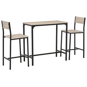 homcom 3 piece industrial bar table set, counter height kitchen dining set with bar stool for small space, for dining room, living room, apartment