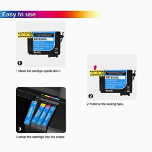 CHENPHON Remanufactured Ink Cartridge Replacement for Epson 220XL 220 T220XL with Epson Workforce WF2630 WF2650 WF2760 WF2660 WF2750 AIO Inkjet Expression Home XP420 XP424 XP320 Photo Printer 4 Packs