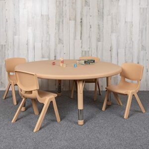 flash furniture emmy 45" round natural plastic height adjustable activity table set with 4 chairs