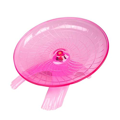 WYKsoku Pet Toys, Pet Hamster Flying Saucer Mouse Running Disc Exercise Wheel Toy Cage Accessories - Pink