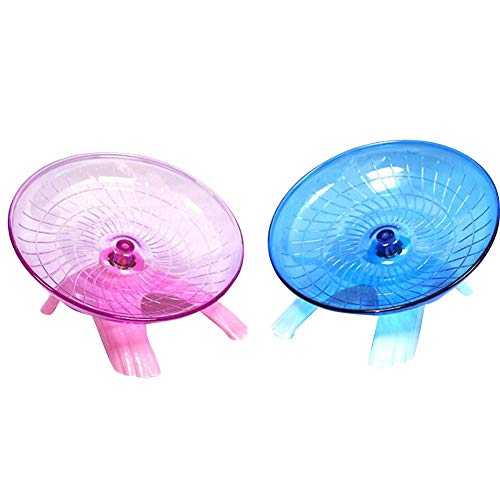 WYKsoku Pet Toys, Pet Hamster Flying Saucer Mouse Running Disc Exercise Wheel Toy Cage Accessories - Pink