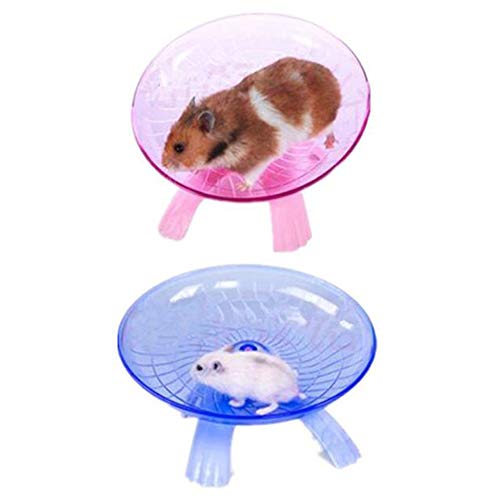 WYKsoku Pet Toys, Pet Hamster Flying Saucer Mouse Running Disc Exercise Wheel Toy Cage Accessories - Pink