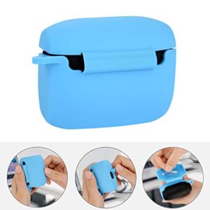 Geekria Silicone Case Cover Compatible with Jabra Elite Active 65t True Wireless Earbuds, Earphones Skin Cover, Protective Carrying Case with Keychain Hook, Charging Port Accessible (Blue)