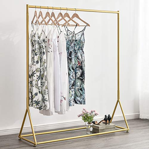 BOSURU Modern Clothes Rack Retail Display Clothes Rack Freestanding Garment Rack Easy Assemble Clothing Rack for Bedroom or Boutiques Gold 59" L