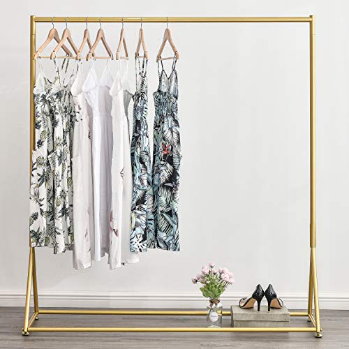 BOSURU Modern Clothes Rack Retail Display Clothes Rack Freestanding Garment Rack Easy Assemble Clothing Rack for Bedroom or Boutiques Gold 59" L