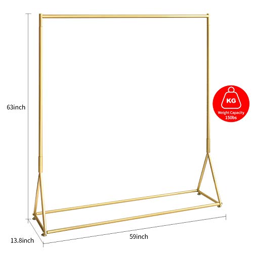 BOSURU Modern Clothes Rack Retail Display Clothes Rack Freestanding Garment Rack Easy Assemble Clothing Rack for Bedroom or Boutiques Gold 59" L