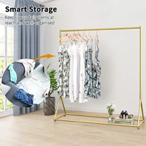 BOSURU Modern Clothes Rack Retail Display Clothes Rack Freestanding Garment Rack Easy Assemble Clothing Rack for Bedroom or Boutiques Gold 59" L