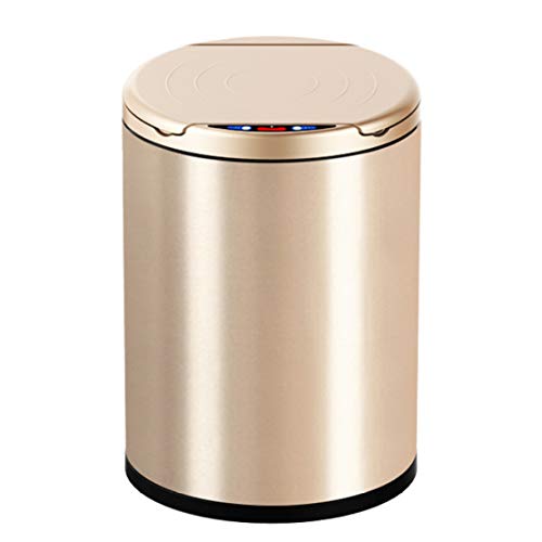 JLDN 12L/3Gallon Touchless Automatic Trash Can Smart, Kitchen Trash Binwith Lid Motion Sensor Garbage Can High-Capacity Waste Dust Bin Adjustable,Gold