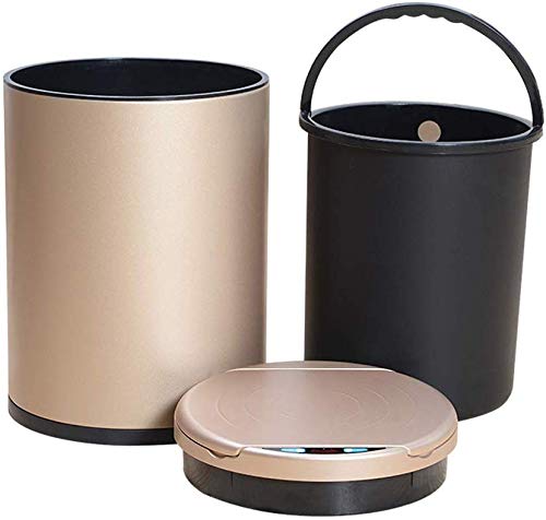 JLDN 12L/3Gallon Touchless Automatic Trash Can Smart, Kitchen Trash Binwith Lid Motion Sensor Garbage Can High-Capacity Waste Dust Bin Adjustable,Gold