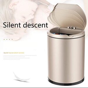 JLDN 12L/3Gallon Touchless Automatic Trash Can Smart, Kitchen Trash Binwith Lid Motion Sensor Garbage Can High-Capacity Waste Dust Bin Adjustable,Gold