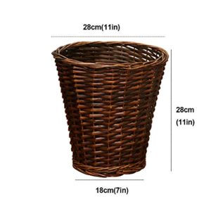 Liex- Willow-Made Trash Can/Uncovered Waste Paper Basket/Sundries Storage Basket/Decorative Basket, for Kitchen Bathroom Bedroom (Size: 28 × 28cm)