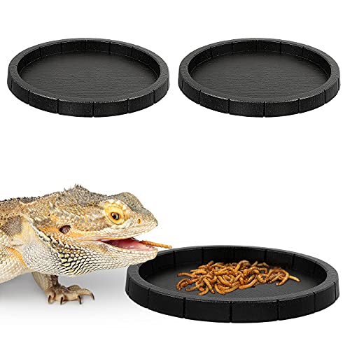 POPETPOP 2Pcs Reptile Feeding Bowls Round Basin Tortoise Food Dish - Lightweight Reptile Food and Water Feeding Dish Bath Bowl Food Container, Reptile Tank Decor