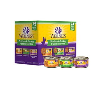 wellness chicken & turkey pate favorites variety pack, 3 oz (pack of 24)