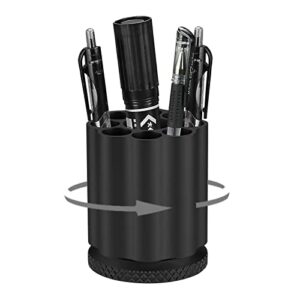 QIAN76 Rotating Revolver Pen Holder, Gun Cylinder Pen Holders, Favorite Pencil Holder and Perfect Stationery Supplies (Black)