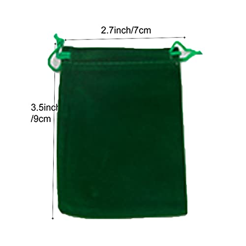 50pcs Velveteen Sack Velvet Cloth Drawstring Bags Jewelry Bags Pouches Small Candy Gift Bags for Christmas Party Wedding Event Supplies Favors Bags Mixed Colors (Dark green, 2.7"x 3.5")