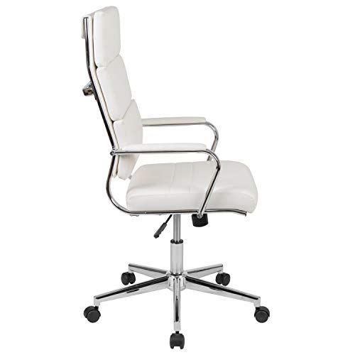 Flash Furniture Hansel High Back White LeatherSoft Contemporary Panel Executive Swivel Office Chair