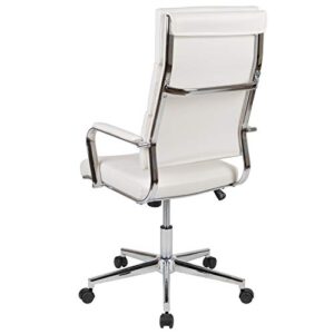 Flash Furniture Hansel High Back White LeatherSoft Contemporary Panel Executive Swivel Office Chair