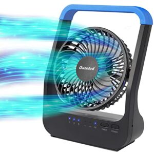 battery operated fan, camping fan battery powered, super long lasting, portable d-cell battery powered desk fan with timer, 3 speeds, quiet, 180° rotation, for office,bedroom,outdoor, 5'', blue