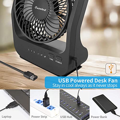 Battery Operated Fan, Camping Fan Battery Powered, Super Long Lasting, Portable D-Cell Battery Powered Desk Fan with Timer, 3 Speeds, Quiet, 180° Rotation, for Office,Bedroom,Outdoor, 5'', Blue