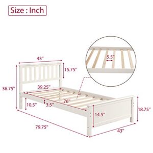 Merax Twin Bed Frame, Platform Bed with Headboard, Footboard and Wood Slat Support, No Box Spring Needed