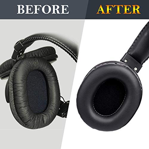 SOULWIT Earpads Replacement for Sony MDR-7506 MDR-V6 MDR-V7 MDR-CD900ST Monitor Headphones, Ear Pads Cushions with Softer Protein Leather, High-Density Foam - Black