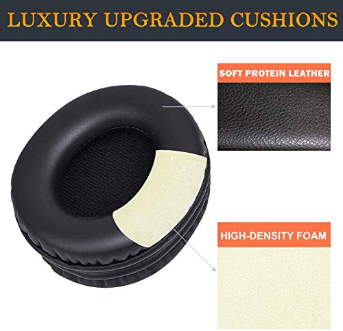 SOULWIT Earpads Replacement for Sony MDR-7506 MDR-V6 MDR-V7 MDR-CD900ST Monitor Headphones, Ear Pads Cushions with Softer Protein Leather, High-Density Foam - Black