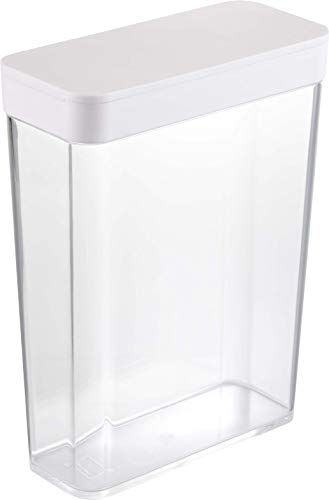 Yamazaki Home Airtight Dry Container with Sliding Lid | Kitchen & Pantry Organization | Cereal, Grains, Pasta, and Flour | Plastic | Food Storage, One Size, White