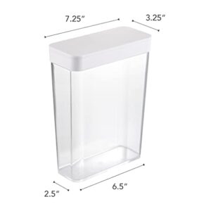 Yamazaki Home Airtight Dry Container with Sliding Lid | Kitchen & Pantry Organization | Cereal, Grains, Pasta, and Flour | Plastic | Food Storage, One Size, White