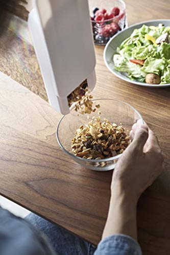 Yamazaki Home Airtight Dry Container with Sliding Lid | Kitchen & Pantry Organization | Cereal, Grains, Pasta, and Flour | Plastic | Food Storage, One Size, White