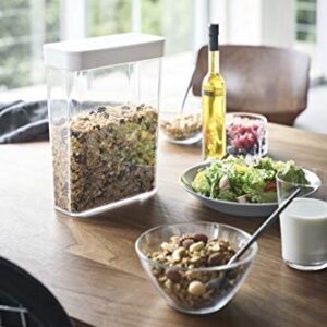 Yamazaki Home Airtight Dry Container with Sliding Lid | Kitchen & Pantry Organization | Cereal, Grains, Pasta, and Flour | Plastic | Food Storage, One Size, White