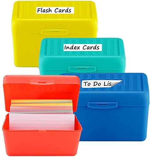 Index Card Holder 3x5, EHME Index Card Box 4 pcs, Business Card Organizer Case, Rolodex Card Holder, 3x5 Flash Note Card Holder 4 Packs, 350 Cards Capacity Box