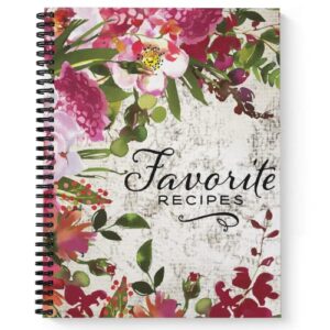 gotcha covered notebooks softcover favorite recipes 8.5" x 11" spiral recipe notebook/journal, 120 recipe pages, durable gloss laminated cover, black wire-o spiral. made in the usa