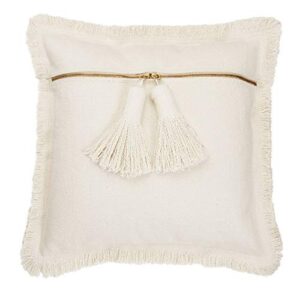 mud pie natural dhurrie pillow, 20" x 20", white