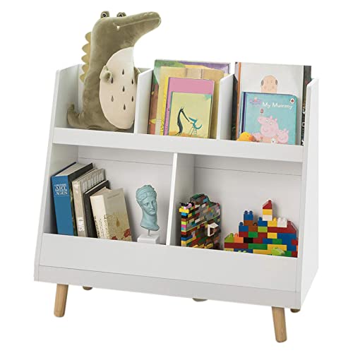 Haotian KMB19-W, Children Kids Bookcase with 5 Compartments, Storage Book Shelf, Storage Display, Rack, Organizer, Holder