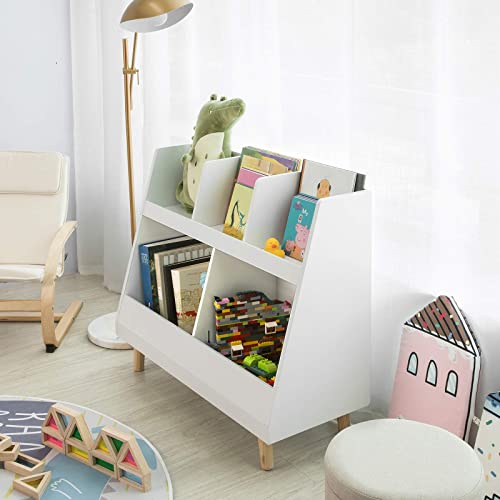 Haotian KMB19-W, Children Kids Bookcase with 5 Compartments, Storage Book Shelf, Storage Display, Rack, Organizer, Holder