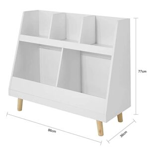 Haotian KMB19-W, Children Kids Bookcase with 5 Compartments, Storage Book Shelf, Storage Display, Rack, Organizer, Holder