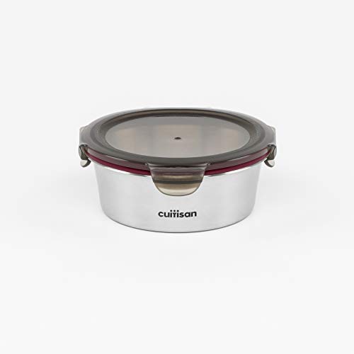 CUITISAN FLORA ROUND AIRTIGHT CONTAINER NO.5 21.6oz, STAINLESS STEEL FOOD CONTAINER, WATERPROOF, MICROWAVE and DISHWASHER AVAILABLE