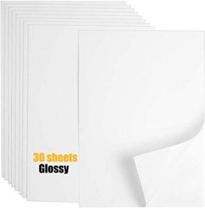 glossy sticker paper for inkjet printer, printable vinyl sticker paper waterproof for laser & inkjet printer, 8.5" x 11"