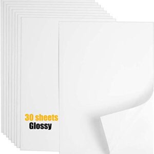 Glossy Sticker Paper for Inkjet Printer, Printable Vinyl Sticker Paper Waterproof for Laser & Inkjet Printer, 8.5" x 11"