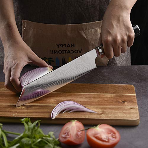 Gidli Chef Knife Lifetime Replacement Warranty - Includes Sharpening Rod as a Bonus - 8" Professional Kitchen Knife (German Carbon Stainless Steel) with Wooden Handle - Durable, Sharp Meat Knife