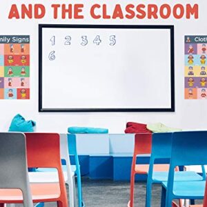 Sign Language Posters for Classroom - 3 Pack Includes: Family, Clothes, and Animal Sign Language Charts for Kids. ASL Posters for Classrooms are Each 16x20 inches, Dry Erase, and Made in the USA.